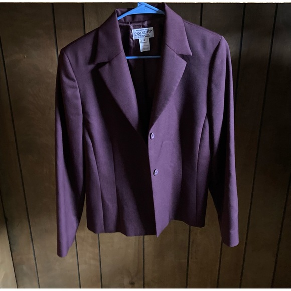 Pendleton | Jackets & Coats | Pendleton Blazer Womens 2 Maroon Virgin ...